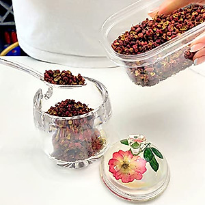 Bestfull Spice Container 5 PCS Sealed Containers with Handle Lids and Tray, Seasoning Containers Square-shaped for Spice, Salt, Sugar, Kitchen Storage and Countertop Use with Random Flower