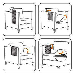 Zenhouse Sofa Arm Covers Linen Couch Arm Covers for Chairs and Sofa, Couch Loveseat Armchair Covers Anti-Slip Furniture Protector Armchair Slipcover for Living Room Set of 2, Black