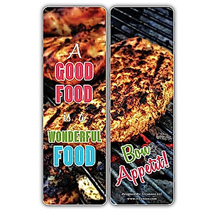 Creanoso Inspiring Sayings Food Lovers Series 2 Bookmarks (12-Pack) – Premium Gift Set – Awesome Bookmarks for Chefs, Cooks, Adult Men & Women – Six Bulk Assorted Bookmarks Designs
