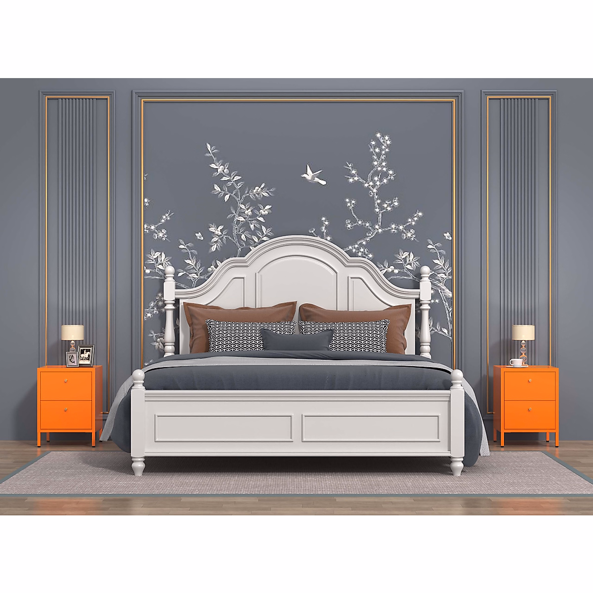 Aiasuit Night Stand Orange Nightstand Drawer End Tables Dresser for Bedroom, Bed Side Table Drawer Tea Table 2 Tiers Locker Coffee Table Metal Size: 23.62" H x 15.75" W x 14.17" D