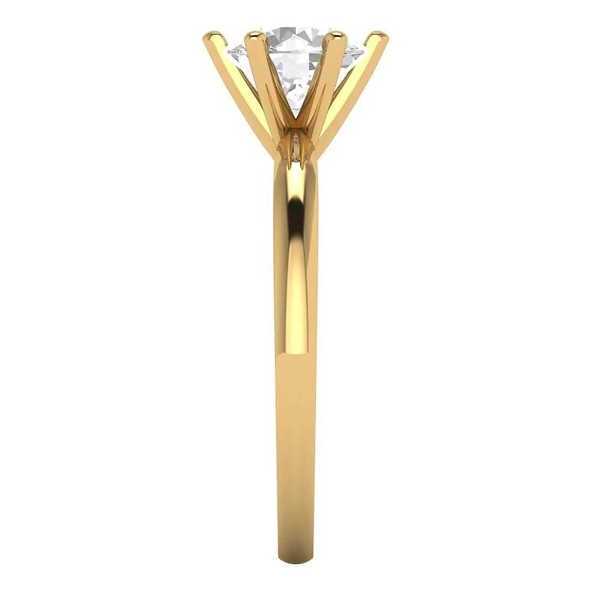 Clara Pucci 1.0 ct Round Cut Solitaire Genuine Moissanite Wedding Bridal Designer Anniversary Engagement Ring in 14k yellow Gold for Women