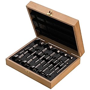 Fisch FSA-196037 16pce Wave Cutter Forstner Bit Set In Custom Wooden Box, Includes bits from 1/4-Inch up to 2-1/8-Inch