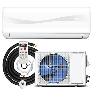 PETSITE 9000 BTU Mini Split Air Conditioner Pre-Charged Inverter Heat Pump System, 17 SEER2 208V-230V Wall Mounted Ductless AC Unit Energy Saving with Installation Kit Cools Rooms up to 450 Sq. Ft, White