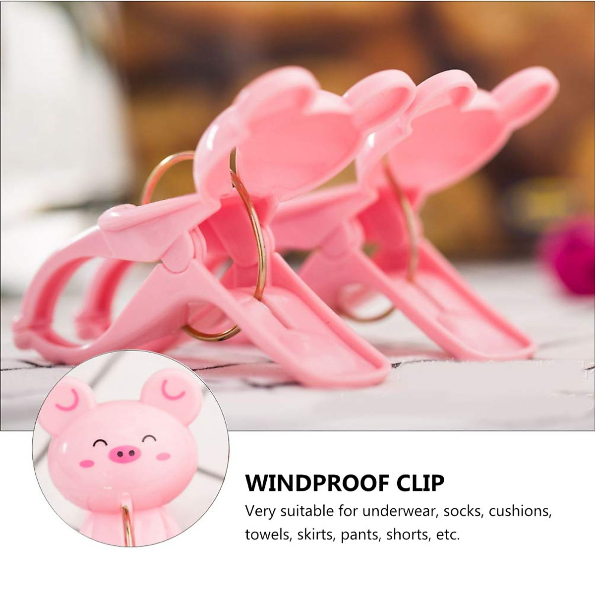 Cabilock 4pcs Beach Towel Clips Cartoon Pig Chair Clips Towel Holder Jumbo Plastic Quilt Clothes Pegs Hanging Clamps for Quilt Socks Stockings Scarf Clothes (Orange)