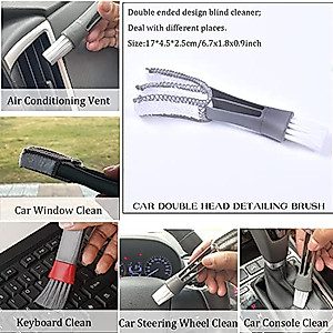 Smeyta Double Head Brush for Car Clean 1Pack,Car Brushes for Detailing Interior,Air Conditioning Vent Cleaner,Soft Car Detailing Brush(Gray,1PC)
