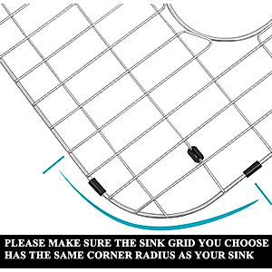 Alonsoo Sink Grid and Sink Rack Protectors, Stainless Steel 18-1/8" L x 13-3/8" Sink Grids for Bottom of Kitchen Sink Drain with Corner Radius, Stainless Steel