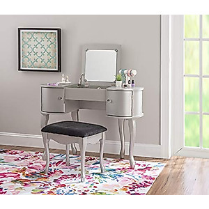 Linon Paloma Vanity Set, 30" x 40.5" x 19.25", Silver