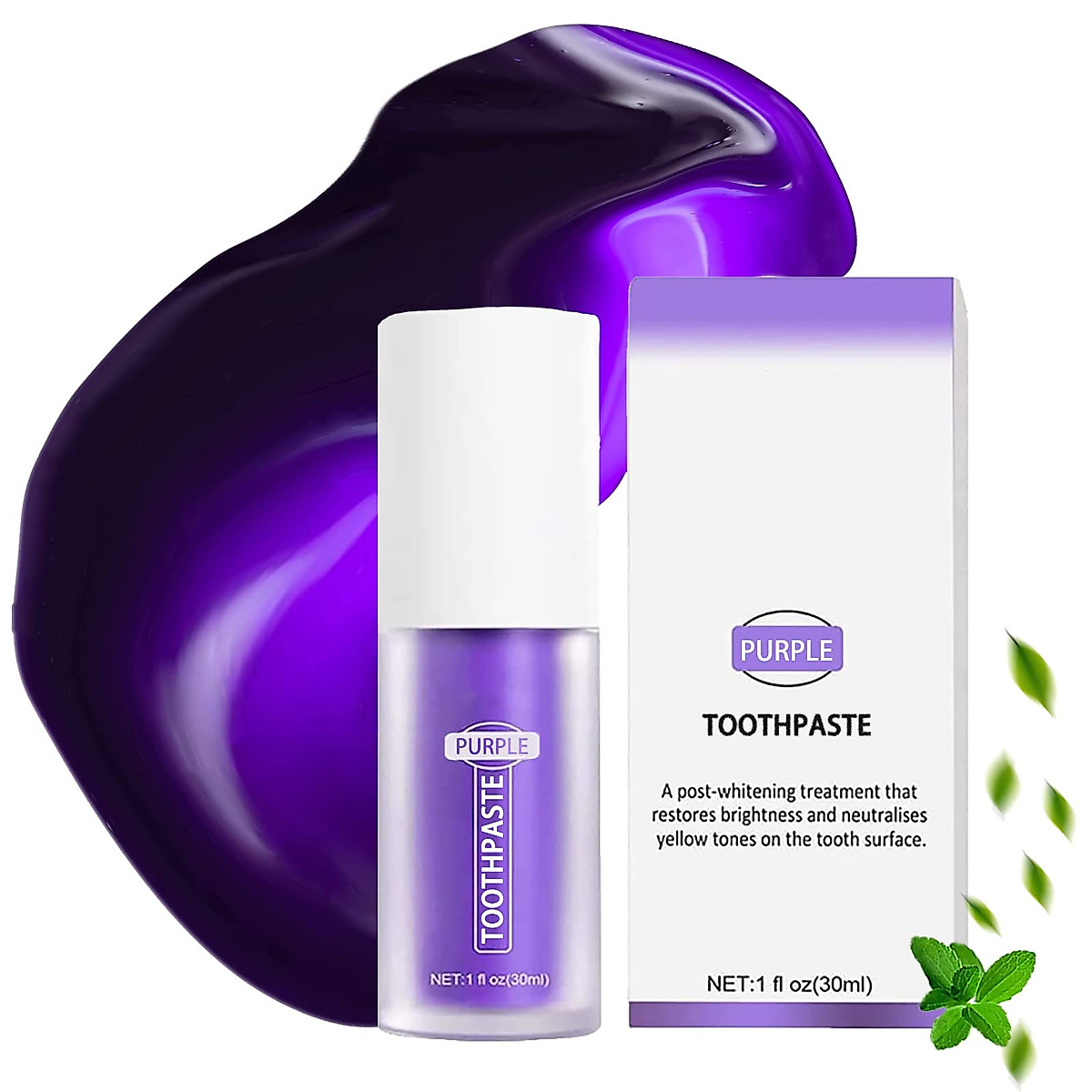 Purple Toothpaste for Extra Teeth Whitening, Stain Removal, Purple Tooth Gel Suitable for Sensitive Teeth and Gum Repair
