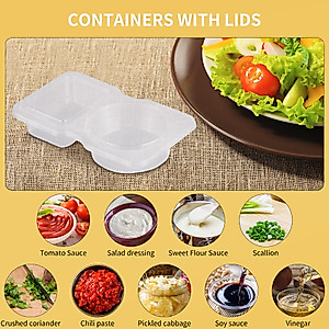CJT Double Compartment Condiment Containers with Lids, New Disposable 2 Compartment Snack Containers, Portion Cups Reusable Plastic Snack Container for to-go Sauce, Sampling, Travel Snack-24PCS