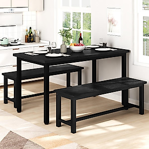 DKLGG Dining Benches, 39 Inch Kitchen Bench, Pair of 2 for Living Room, Bedroom, Industrial Entryway Bench Dining Room Benches with Metal Legs, Durable and Stable