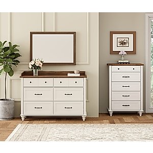 WAMPAT Dresser for Bedroom Set of 2, 1 Dresser for Kids Bedroom with 6 Drawers, 1 Baby Dressers with 5 Wide Chest of Drawers, Modern Wooden Closet Storage Organizer for Living Room, Nursery, Hallway