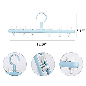 Yesesion Hat Organizer Set, 2 Pack Hanging Hat Rack for Baseball Caps, Blue Hat Hanger Holder for Closet with 6 Clips, Hat Organizer Hanger Storage Holder for Home, Entryway, Bedroom (Blue/White)