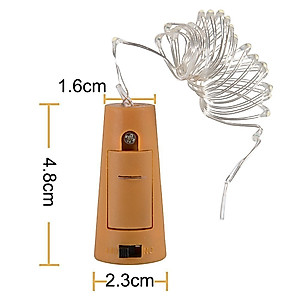 10 Pack 20 LED Wine Bottle Cork Lights Mini Fairy String Lights Copper Wire, Battery Operated Starry Lights for DIY, Festival, Wedding, Party, Indoor, Outdoor Decoration (Cool White)