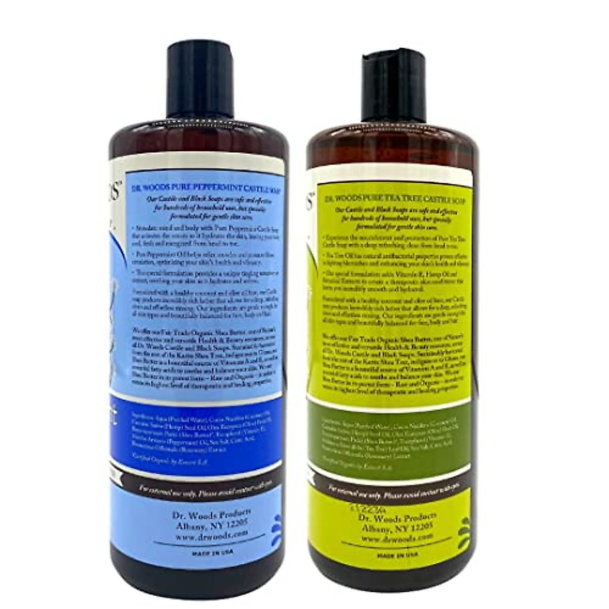 Dr. Woods Peppermint & Tea Tree Liquid Castile Soap with Organic Shea Butter Variety 2 Pack