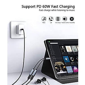 LecLooc USB C Splitter, Dual USB C Headphone and Charger Adapter with 60W Fast Charge Fit with Pixel 7 6 Pro 5 4XL 3 2XL,Galaxy S23 S22 Ultra S21 S20 Ultra/S21,Note 20/10 Ultra,iPad/MacBook Pro