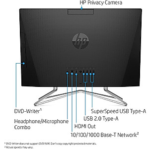 HP 2023 22-inch FHD IPS Touchscreen All-in-One Desktop PC 2-Core AMD Ryzen 3 3250U Processor 8GB DDR4 RAM NVMe M.2 256GB SSD 1TB HDD DVD WiFi AC BT Webcam Speaker Windows 10 Black w/RE USB Drive