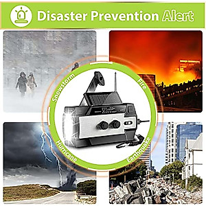 Tiamat+ Radio, Solar Hand Crank Radio with 4000mAh-Power Bank USB Charger, Portable AM/FM/NOAA Tiamat+ Radio, Reading Lamp, LED Flashlight, SOS Alarm for Emergency Black-White