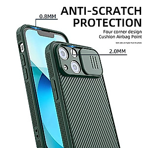 Hitaoyou iPhone 13 Mini Case Magsafe, iPhone 13 Mini Camera Protection Case [Support Magsafe Charger] with Slide Lens Cover,Slim Magnetic Case for iPhone 13 Mini 5.4" Green