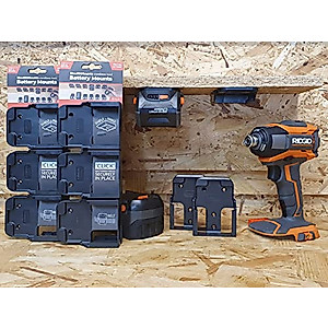 StealthMounts Ridgid Battery Holders 18v | Ridgid Battery Mounts for Ridgid 18v Power Tools | 6 Pack | Ridgid Battery Clip Organizers | Black