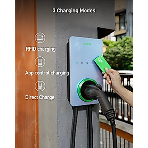 Autel Home Smart Electric Vehicle (EV) Charger up to 50Amp, 240V, Indoor/Outdoor Car Charging Station with Level 2, Wi-Fi and Bluetooth Enabled EVSE, Hardwired,25-Foot Cable,Sierra Blue