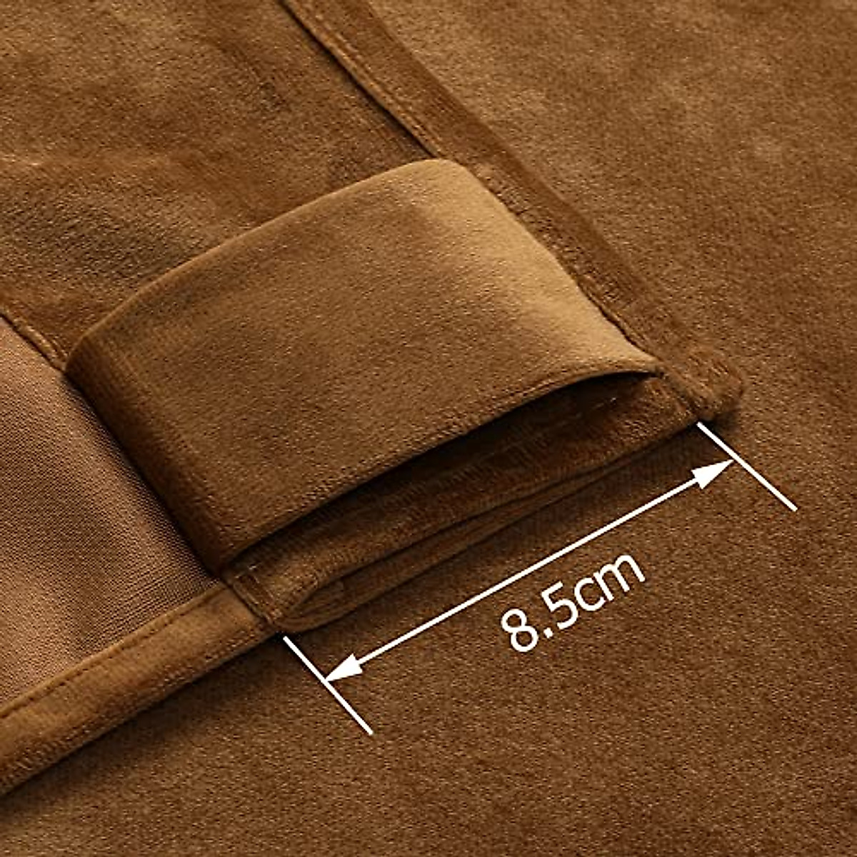 Benedeco Gold Brown Velvet Curtains for Bedroom Window with Back Tab, Super Soft Vintage Luxury Heavy Drapes, Room Darkening Thermal Insulated Curtain for Living Room, W52 by L84 inches, 2 Panels