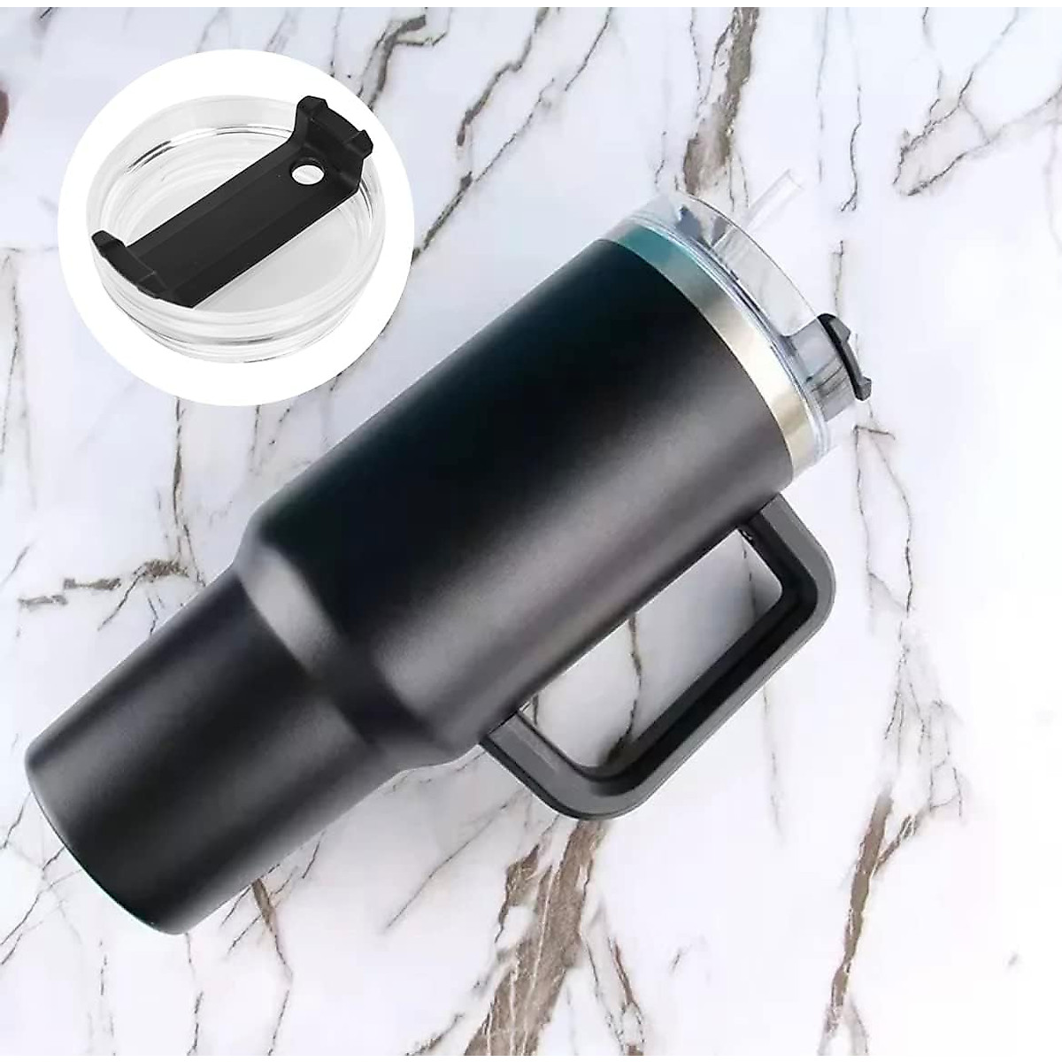 2 Pack 40 OZ Tumbler Lid Compatible for Stanley Quencher, Spill Proof Splash Resistant Stainless Steel Tumbler Covers Fit for Stanley and More Coffee (Dark Green, 40oz-1.0)