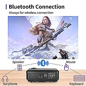 Wireless Home Theater Projector with WiFi & Bluetooth, Smart Outdoor Movie Projector with Android OS & HiFi Speaker, Full HD 1080P Cinema Projector with Zoom/HDMI/USB/VGA for Phone Laptop TV Stick DVD