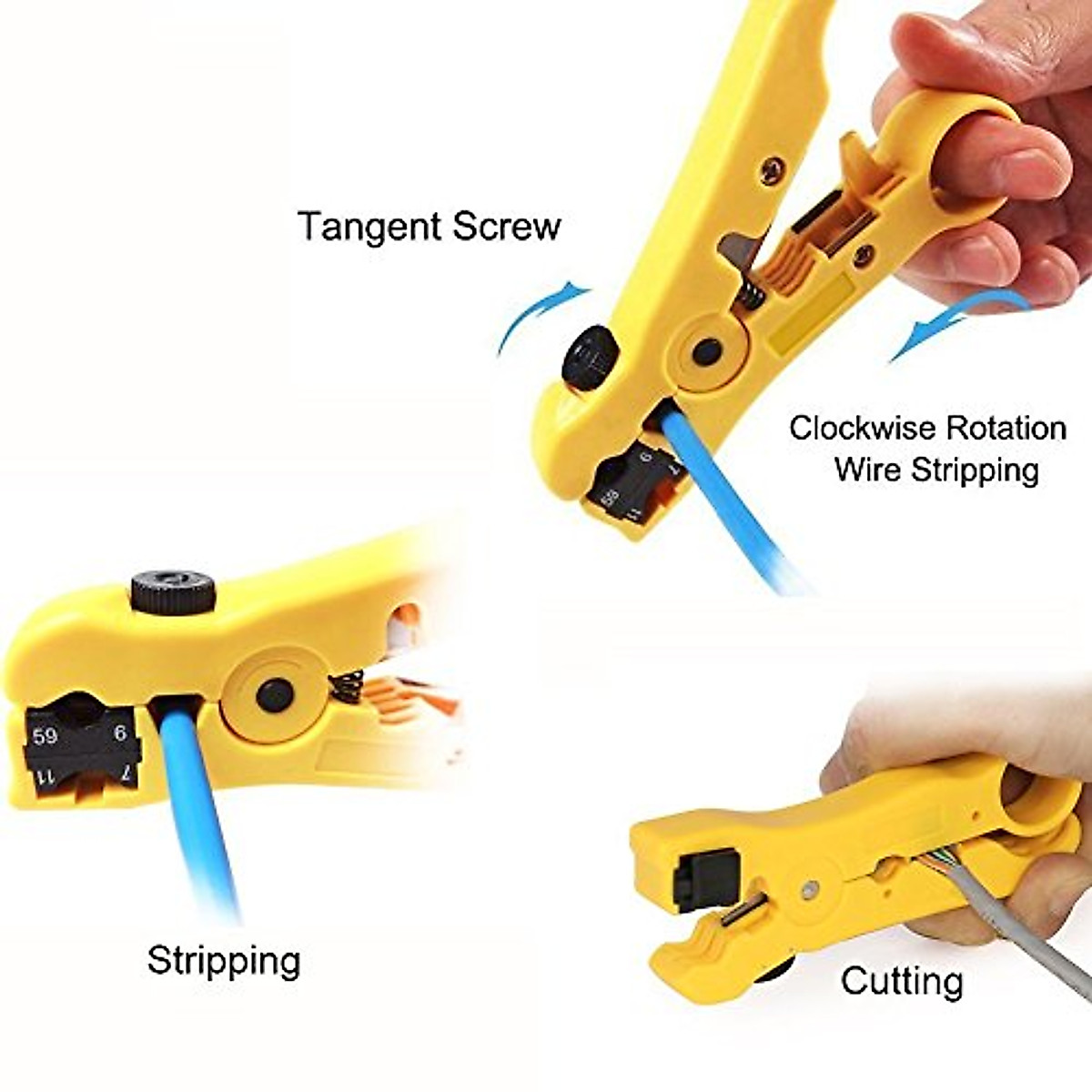 Pack 2pcs Universal Cable Wire Stripper Cutter Stripping Tool for Flat or Round UTP Cat5 Cat6 Wire Coax Coaxial