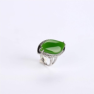 yigedan 925 Silver Natural Hetian Jade Ring Jasper Gemstone Jade Jewelry for Women
