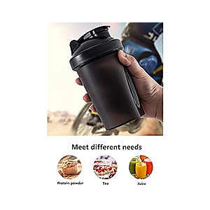 GAISHION Shaker Bottle Protein Shakes and 16-Ounce/400ML Shaker Bottle with Whisk Balls,Free of BPA plastic (Black+Yellow(2PCS))
