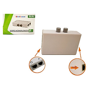 RJ45 Splitter Selector Switch, 2 Ports Network Switch Splitter Selector Hub 2-in 1-Out or 1-in 2-Out 100M t 2-Way RJ45 Ethernet Network SinLoon Push Button Metal Mini Switch Box