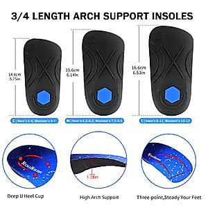 Arch Support, 330+ lbs Plantar Fasciitis Insoles, 3/4 Length Orthotic Inserts for Women & Men Heel Pain, Flat Feet,Heavy Duty Strong Support Pain Relief for Walking Running
