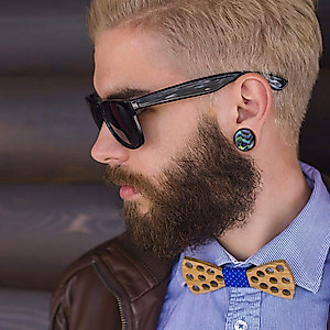 Pierced Owl Abalone Shell Inlaid Front Facing Natural Wood Saddle Plugs, Sold as Pair (12mm (1/2"))