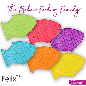 Lickimat Casper & Felix, Fish-Shaped Cat Slow Feeders Lick Mat, Boredom Anxiety Reducer; Perfect for Food, Treats and Anxiety Reduction. (Orange & Turquoise)