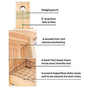 WHITEHORSE Premium Cedar Bird House - Weatherproof Design with a 15 sq inch Floor - A Bluebird Box House Built to NABS Specs - Enjoy Bird Watching While Supporting Birds (EABL)