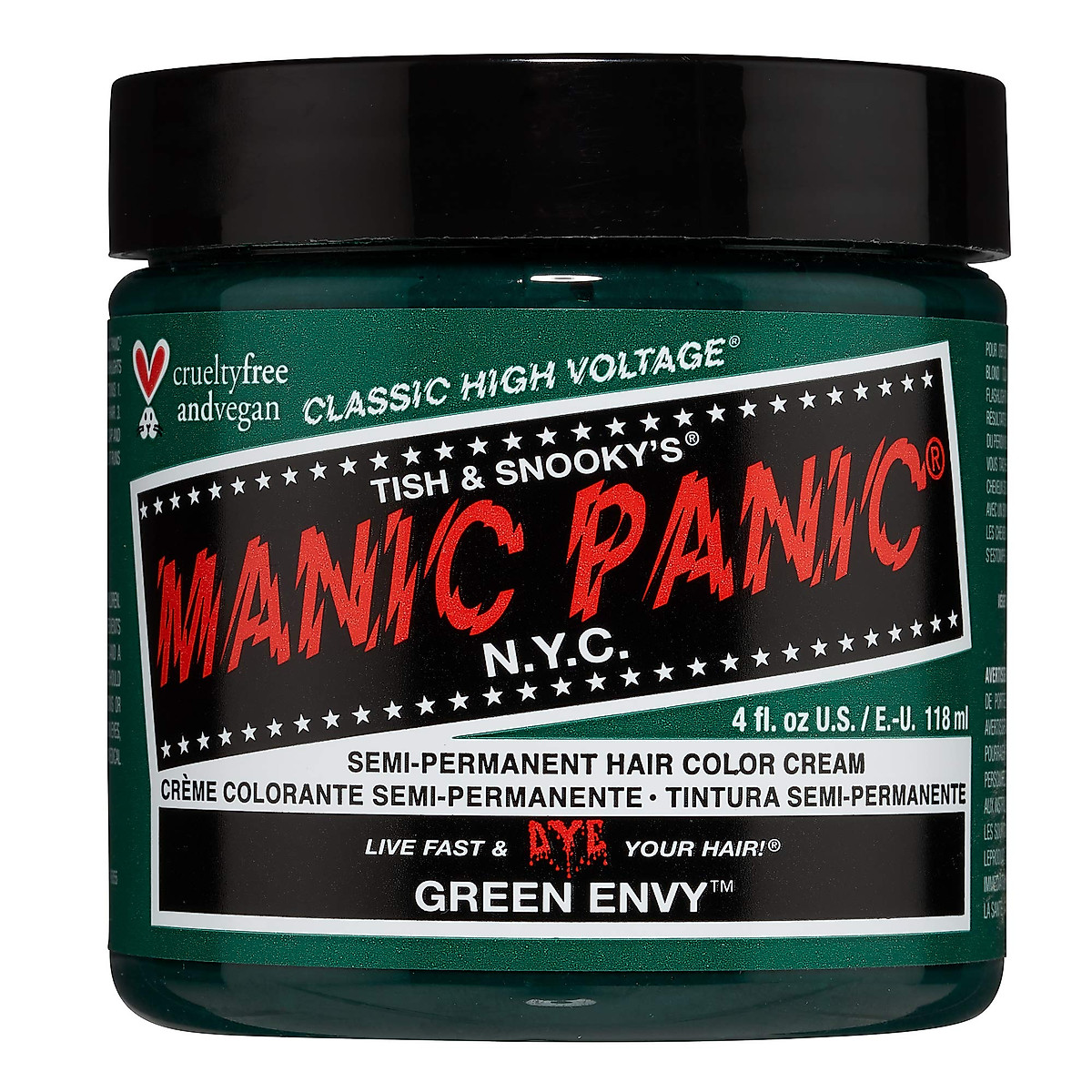 MANIC PANIC Green Envy Semi Permanent Hair Color - Cruelty Free, Vegan Classic Dark Green Hair Dye - Safe to Create & Mix Custom Shades (4oz)