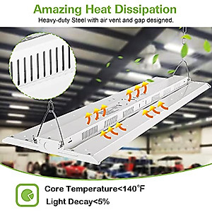 hykolity 2 Pack 4FT LED Linear High Bay Shop Light, 300W LED Shop Light, 37500lm 125LM/W, 100-277V, 0-10V Dim, 5000K Daylight Linear Hanging Light for Warehouse Workshops, UL Listed, 5 Years Warranty