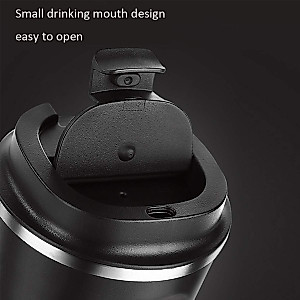 Coffee Travel Mug Stainless Steel Insulated Coffee Cup Double Wall Vacuum Insulation Coffee Tumbler with Leakproof Screw Lid Reusable Thermal Cup for Hot / Iced Beverage -510ml/17oz, Black