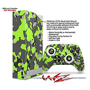 WraptorSkinz Skin Decal Vinyl Wrap compatible with the XBOX Series S Console and Controller WraptorCamo Old School Camouflage Camo Lime Green (GAMING CONSOLE NOT INCLUDED)