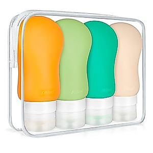 Eengenone Travel Bottles for Toiletries, 4 Pack Leak Proof Tsa Approved Travel Toiletries Size Containers Squeezable Travel Accessories,3 oz Refillable Liquids for Cosmetic And Lotion