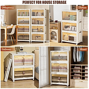 102 Qt Large Storage Bin with Lid 【Double-Opening Doors】Plastic Storage Organizer for Living Room Bedroom & Toy Room, Foldable Stackable Toy Storage Box, Containers for House Organizing, 1 Pack