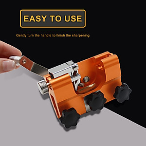 BLKGJTF Chainsaw Sharpener, Hand-Cranked Chainsaw Sharpening Jig Kit, Chainsaw Sharpener Jig, with Gloves and Cleaning Brush, for All Kinds of Chainsaws and Chainsaws, Yellow