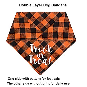 Halloween Thanksgiving Dog Bandanas Fall Dog Puppy Bandana Plaid Reversible Dog Triangle Bibs Scarf Accessories for Dogs Pets