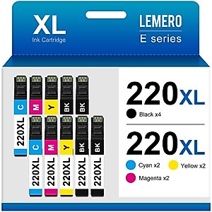 LEMERO Remanufactured 220XL Ink Cartridges Replacement for Epson 220 220XL Ink Cartridges for Epson WF-2760 WF-2750 WF-2630 WF-2650 WF-2660 XP-320 XP-420 (4 Black, 2 Cyan, 2 Magenta, 2 Yellow) 10 Pack