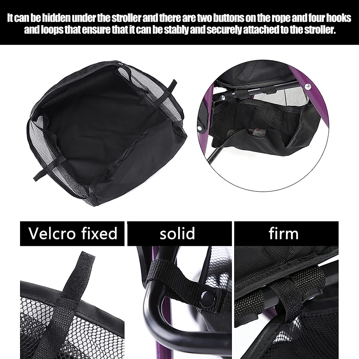 Baby Stroller Pram, Bottom Basket Infant Pushchair Shopping Storage Case Organizer Bag, 11.8 x 9.8 x 3.9Inch