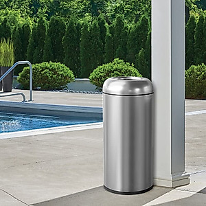 BEAMNOVA Trash Can Outdoor Indoor Garbage Enclosure with Lid Open Top Inside Cabinet Stainless Steel Industrial Waste Container, Silver