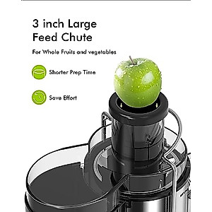 Juicer Machine, SiFENE 500W Centrifugal Juicer Extractor with 3" Wide Feed Chute for Vegetable and Fruit, Juice Maker with 3-Speed Setting, Easy to Clean, BPA Free, Stainless Steel