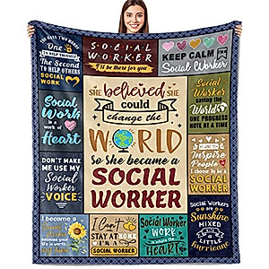 Social Worker Gifts for Women Social Worker Appreciation Gifts Social Worker Office Decor Mothers Day Blanket Graduation Gifts for DSW MSW DSW School Social Worker Supplies Throw Blanket 60x50 Inch