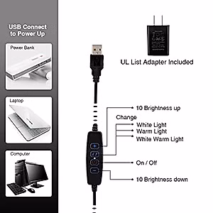 CeSunlight Clamp on Lamp, Clip Light, Desk Lamps 3 Color Temperature Setting, 10 Brightness Levels, 2m USB Cord Power Supply and AC Adapter Included, Pack of 2 (Black)