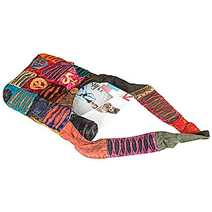 Blue Red Hobo Cotton Sling Cross Body Messenger Shoulder Bag Hippie Boho Bohemian Light Roomy Spacious (COLORFUL OM)